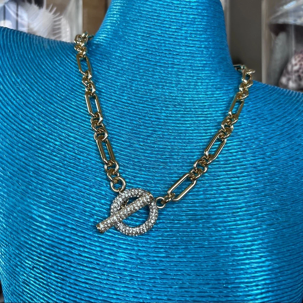 Jewelry | Lauren Ralph Lauren Gold Pave Toggle Collar Necklace | Poshmark